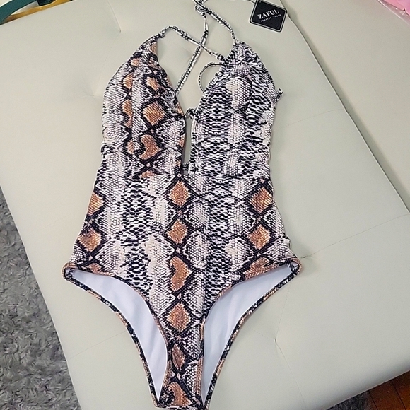 Zaful | Swim | Nwt One Piece Snake Print Bathing Suit | Poshmark